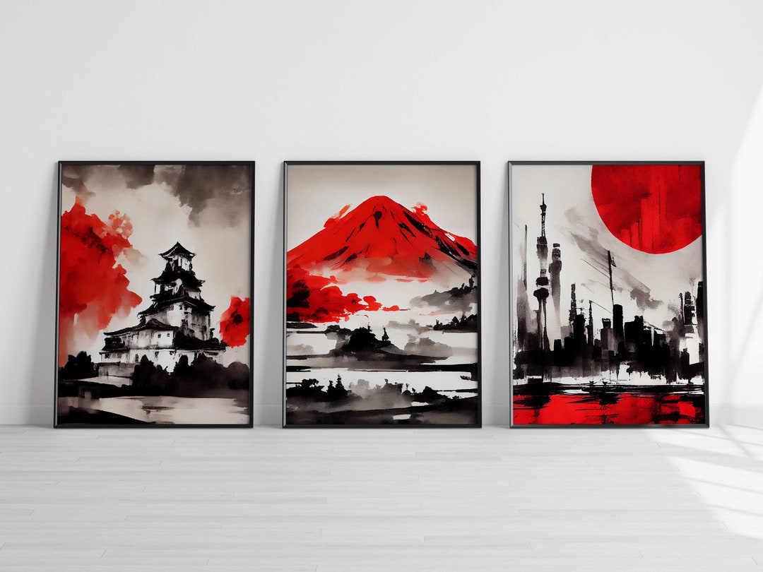 Japan Landscape Poster Print Set, Japanese Abstract Wall Art Prints ...