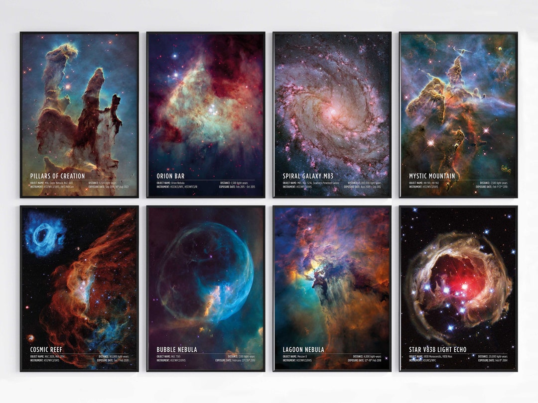 Hubble Space Telescope Poster Prints, HST, JWST, NASA, Wall Art Decor ...