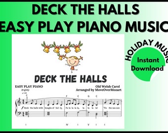 Deck the Halls Easy Christmas Piano Sheet Music Printable PDF - Etsy