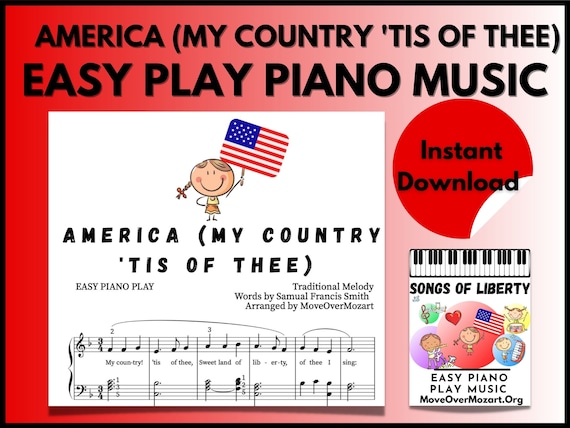 America my Country 'tis of Thee Piano Sheet Music | Etsy