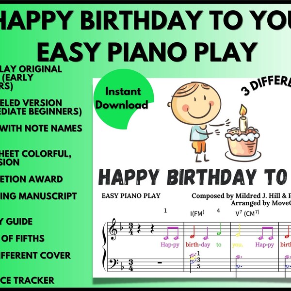 Piano Sheet Happy Birthday - Etsy