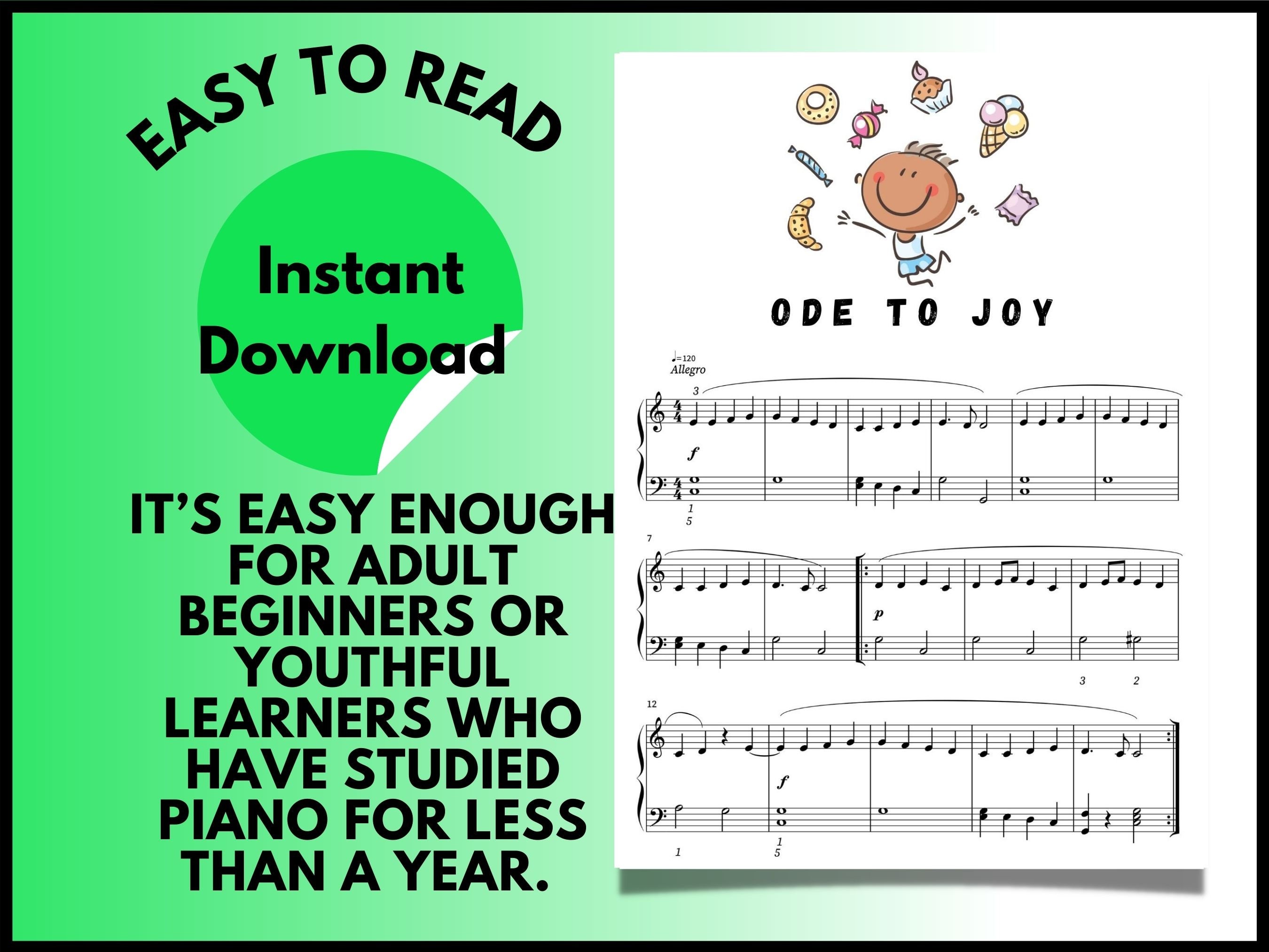 Beethoven Ode to Joy | Piano Sheet Music | Instant DIGITAL MUSIC ...