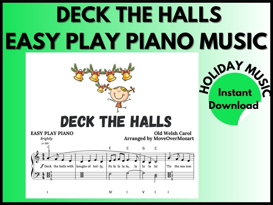 Deck the Halls, Christmas Sheet Music, Easy Piano Music for Beginners ...