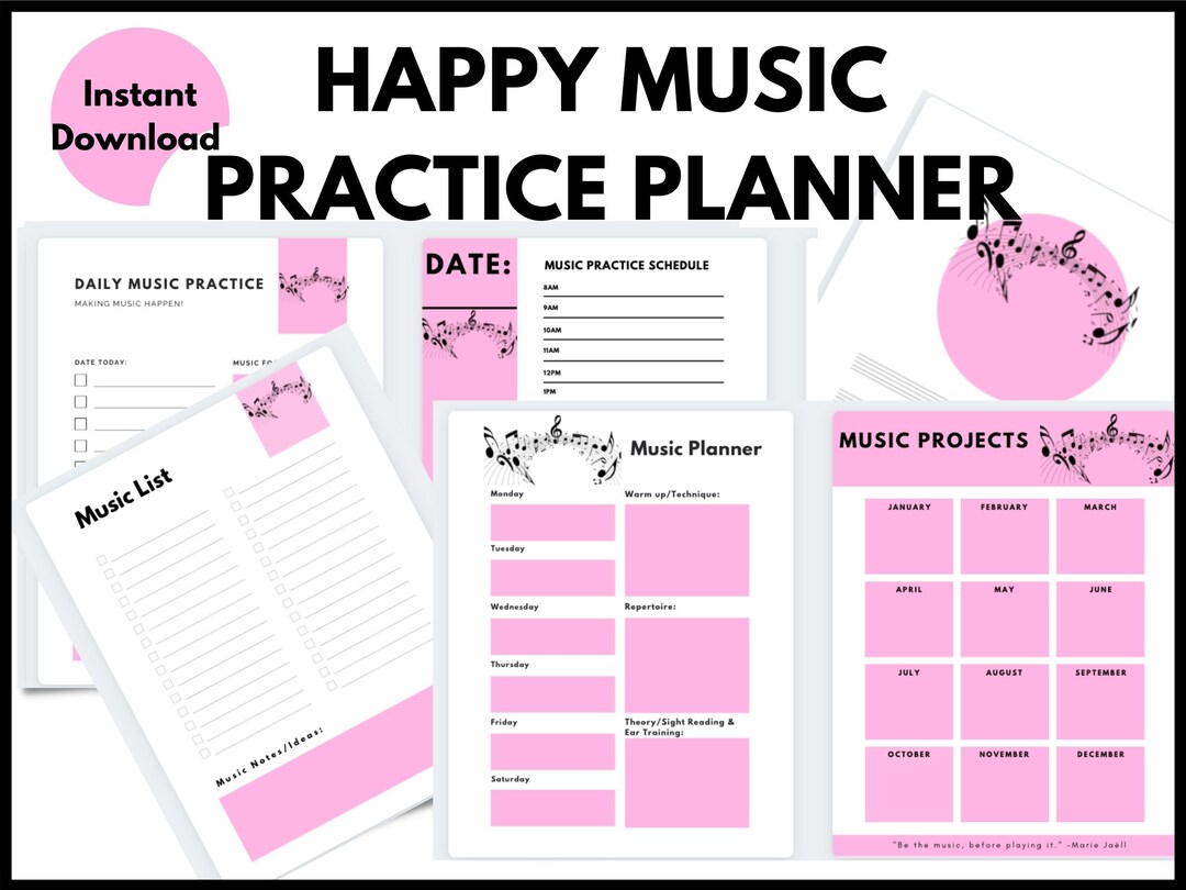 Happy Music Practice Plannerpractice Goalsmusic Plannermusic Practice ...