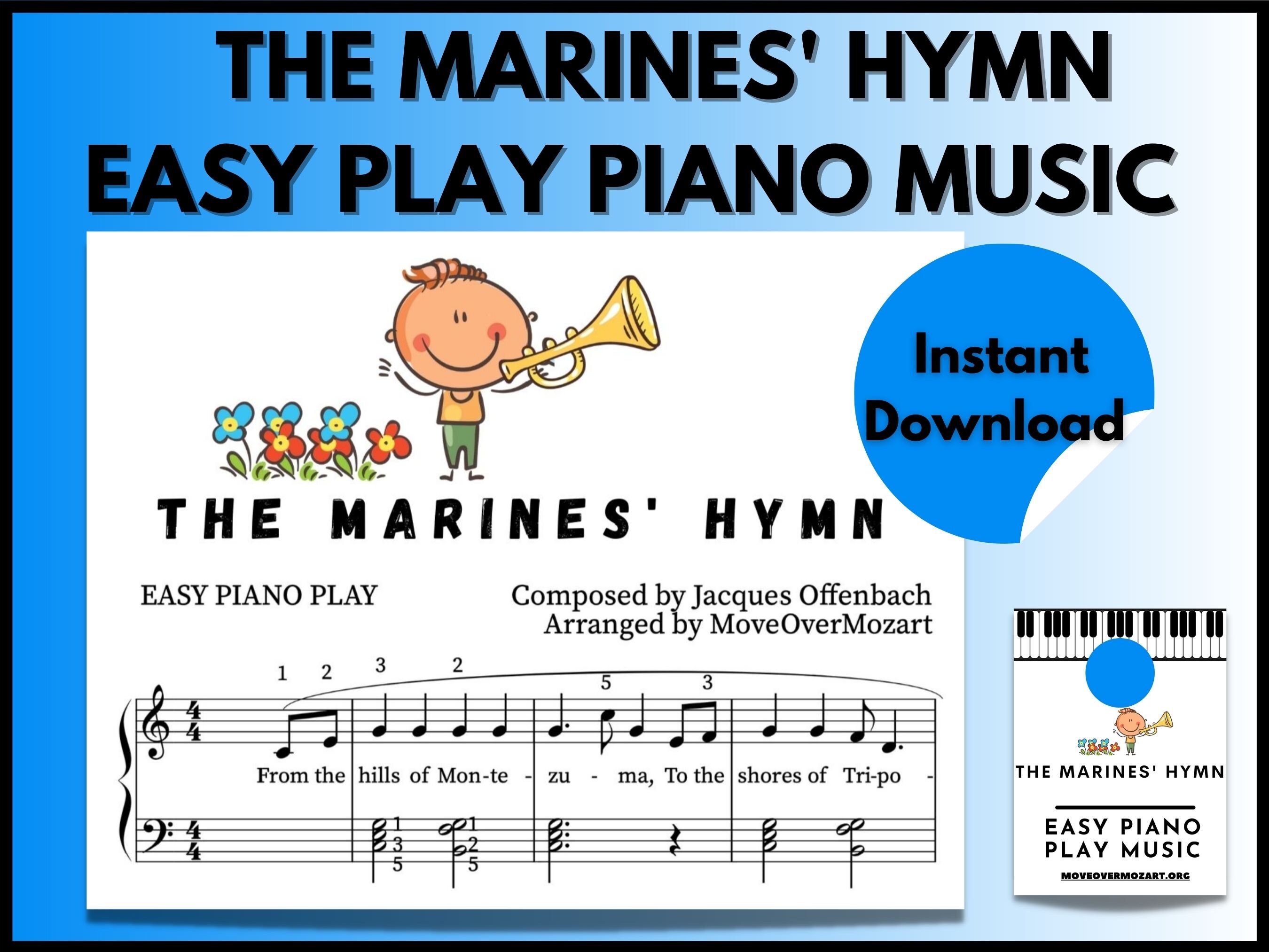 The Marines' Hymn Piano Sheet Music Instant DIGITAL MUSIC DOWNLOAD ...