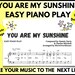 You Are My Sunshine Piano Sheet Music Instant DIGITAL MUSIC DOWNLOAD ...