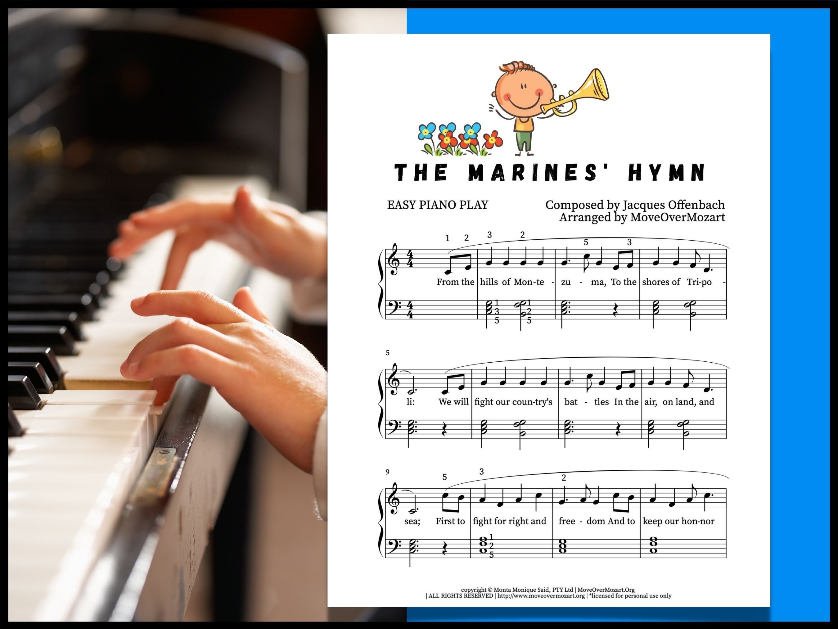 The Marines' Hymn Piano Sheet Music Instant DIGITAL MUSIC DOWNLOAD ...