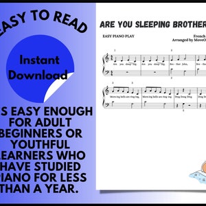 Piano Music Sheets| Are You Sleeping (brother John) | Instant DIGITAL ...