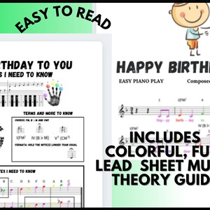 Happy Birthday to You Piano Sheet Music Instant DIGITAL MUSIC DOWNLOAD ...
