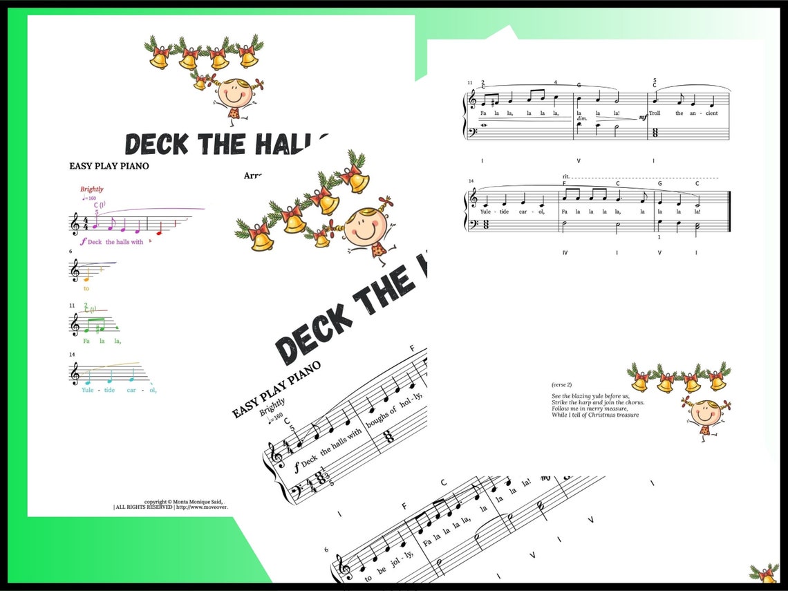 Deck the Halls, Christmas Sheet Music, Easy Piano Music for Beginners ...