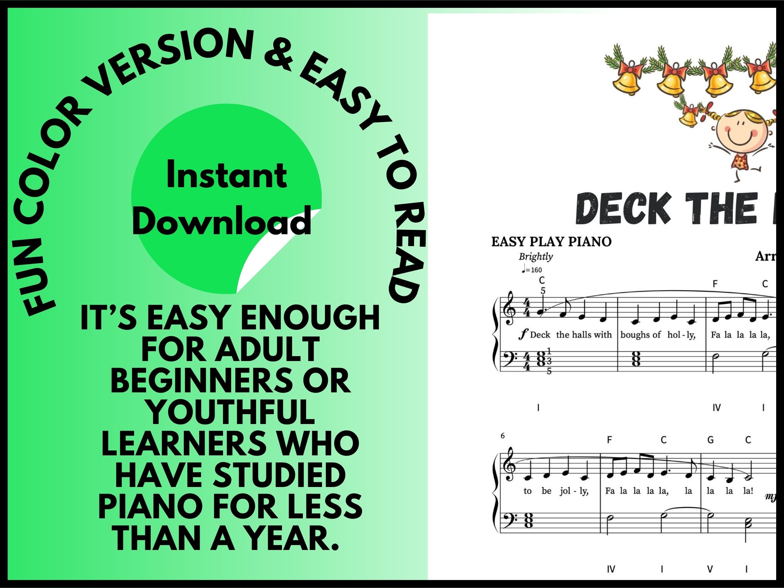 Deck the Halls, Christmas Sheet Music, Easy Piano Music for Beginners ...