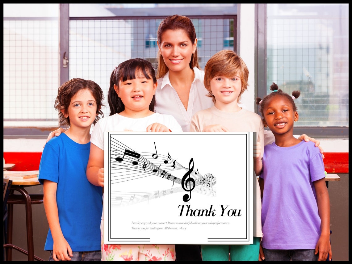 Small Music Thank You Card Thank You Music Teacher Customizable Card ...