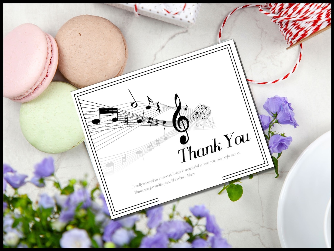 Small Music Thank You Card Thank You Music Teacher Customizable Card ...