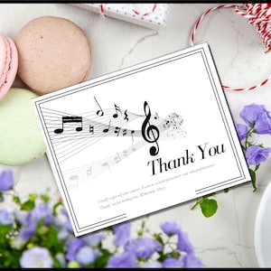 Small Music Thank You Card Thank You Music Teacher Customizable Card ...
