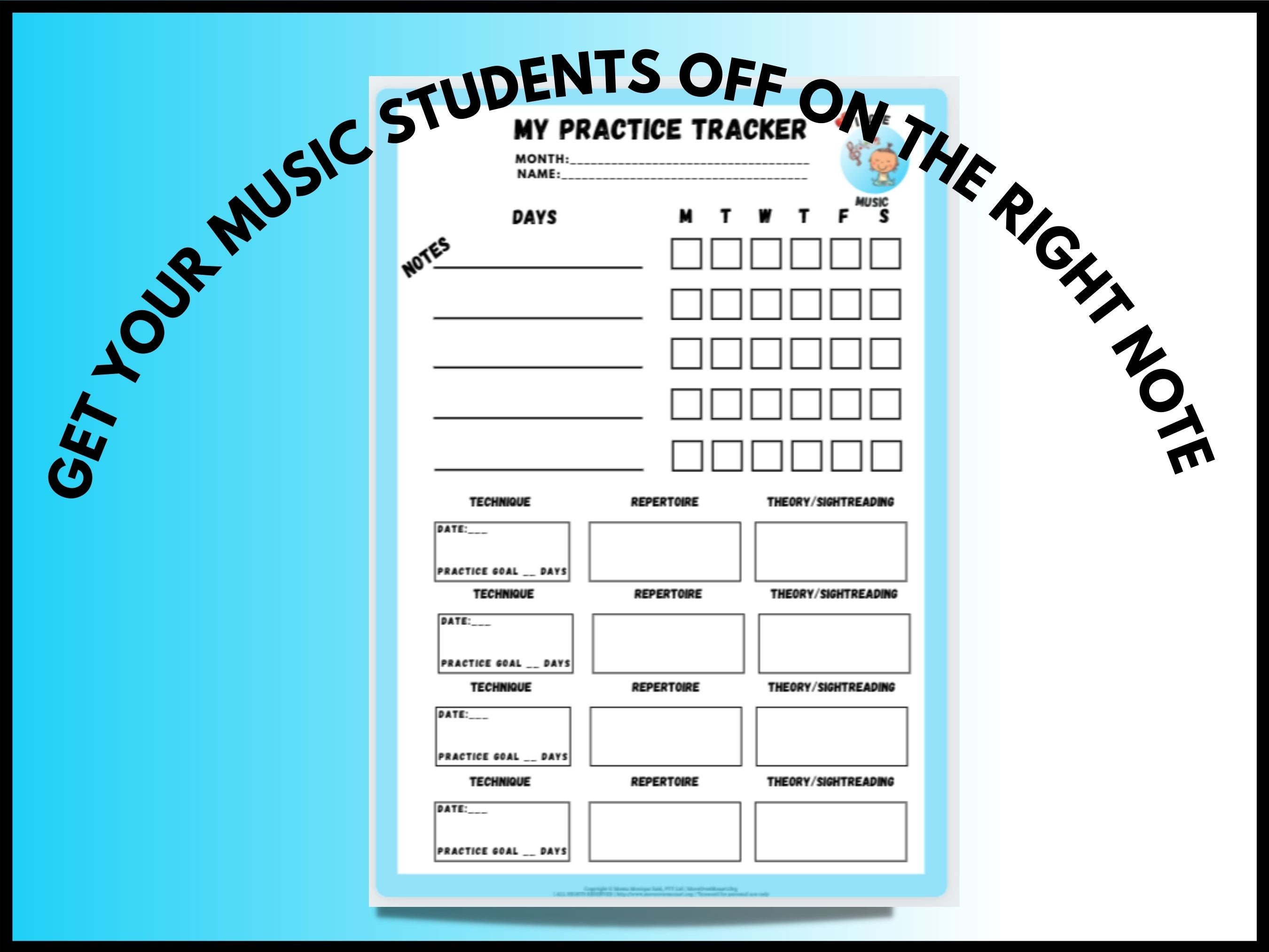 Blue Music Practice Tracker Set Music Student Starter Set Piano ...