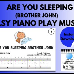 Piano Music Sheets| Are You Sleeping (brother John) | Instant DIGITAL ...