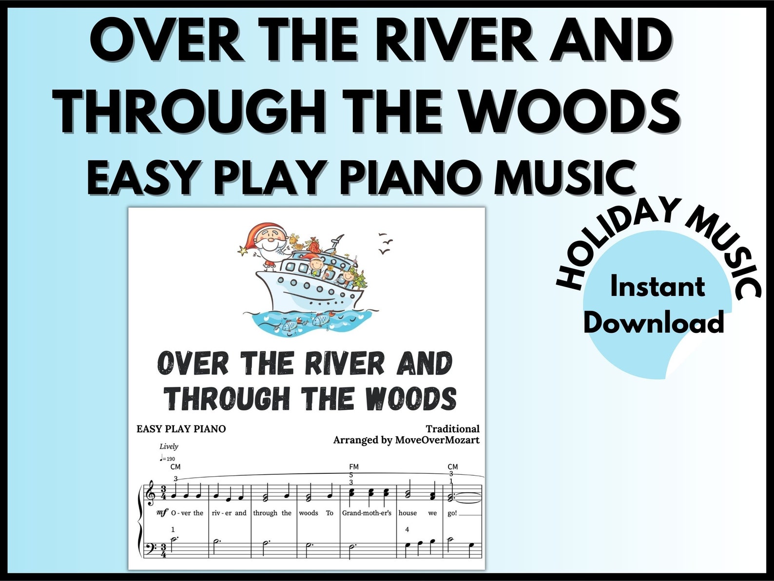 Over the River and Through the Woods, Christmas Sheet Music, Holiday ...