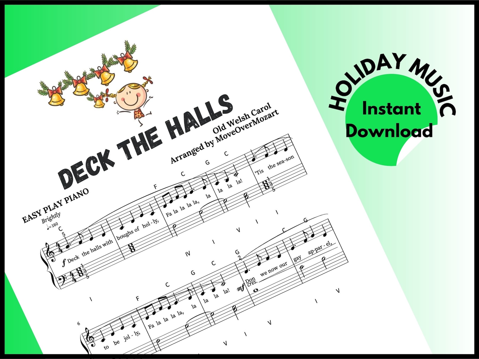 Deck the Halls, Christmas Sheet Music, Easy Piano Music for Beginners ...
