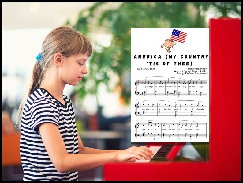 America my Country 'tis of Thee Piano Sheet Music Instant DIGITAL MUSIC ...