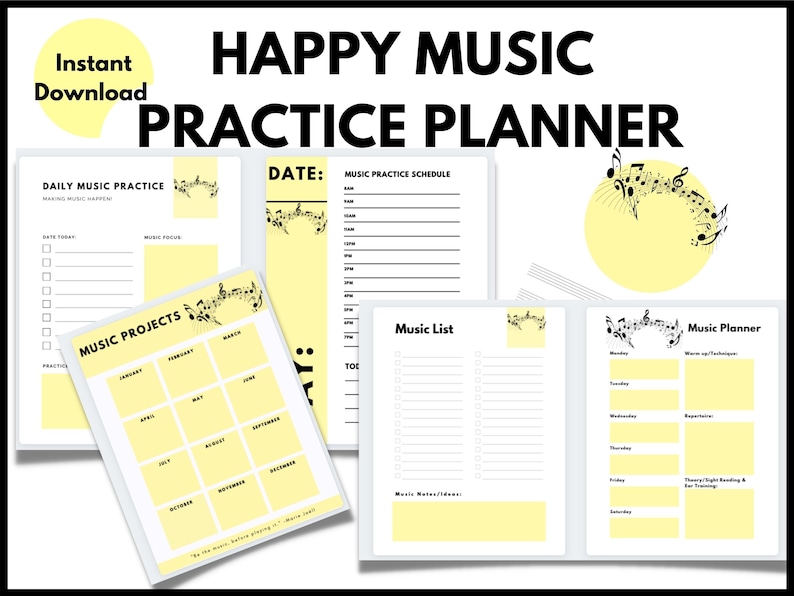 Happy Music Practice Plannerpractice Goalsmusic Plannermusic Practice ...