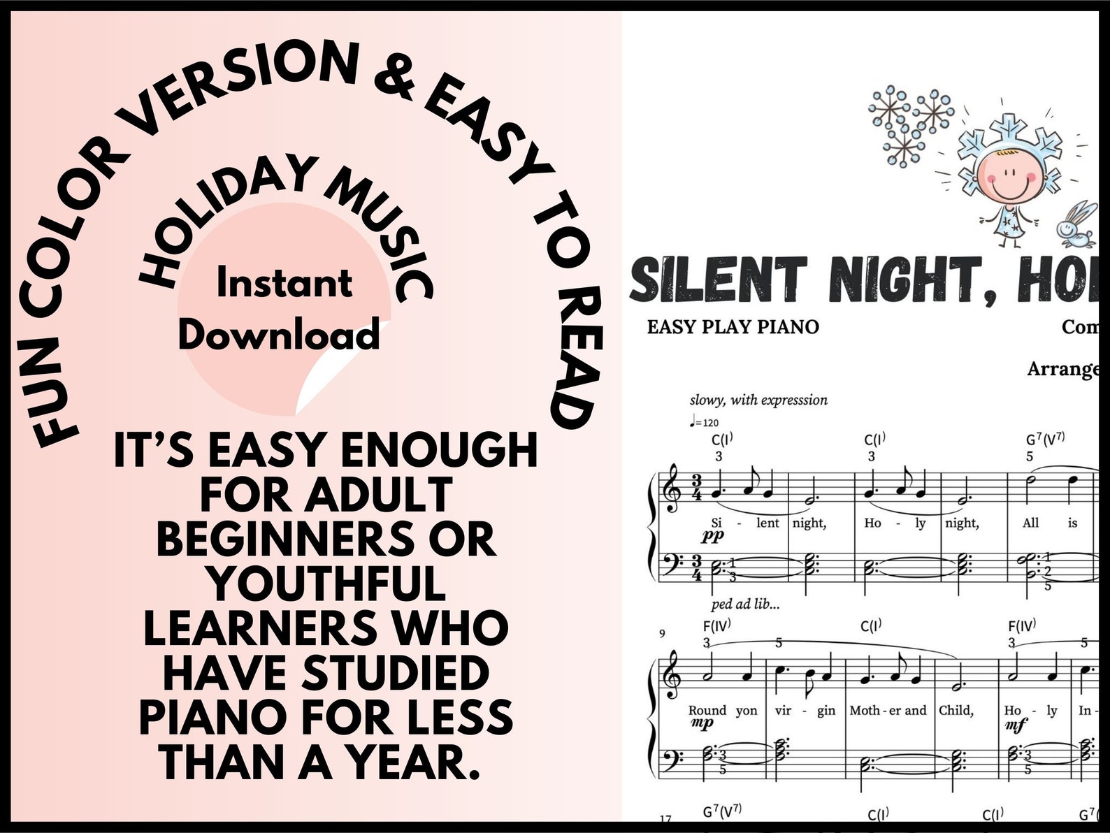 Silent Night, Christmas Sheet Music, Holiday Music, Piano Sheet Music ...