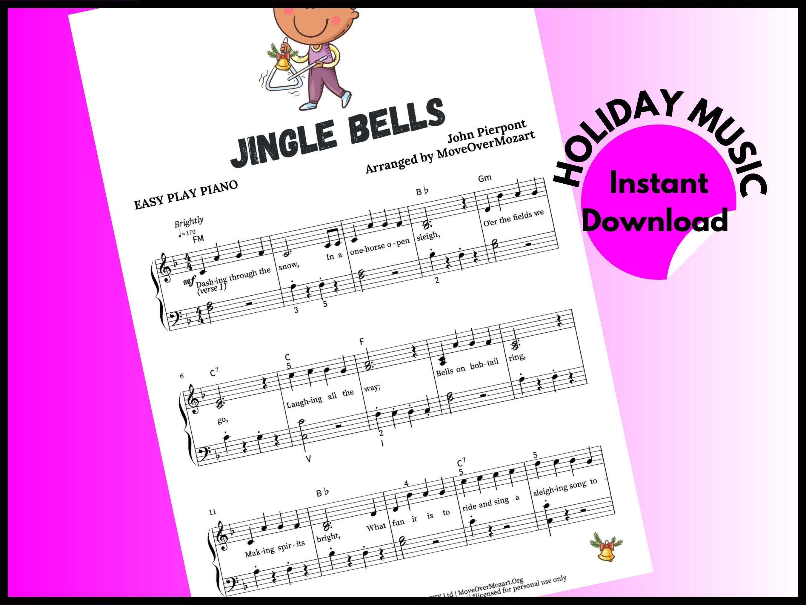 Jingle Bells, Christmas Sheet Music, Easy Piano Music for Beginners ...