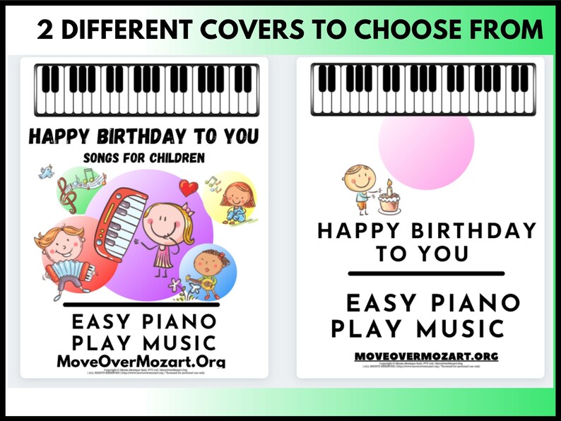Happy Birthday to You Piano Sheet Music Instant DIGITAL MUSIC DOWNLOAD ...