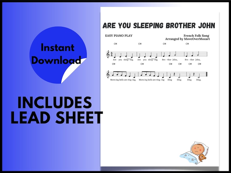 Piano Music Sheets| Are You Sleeping (brother John) | Instant DIGITAL ...