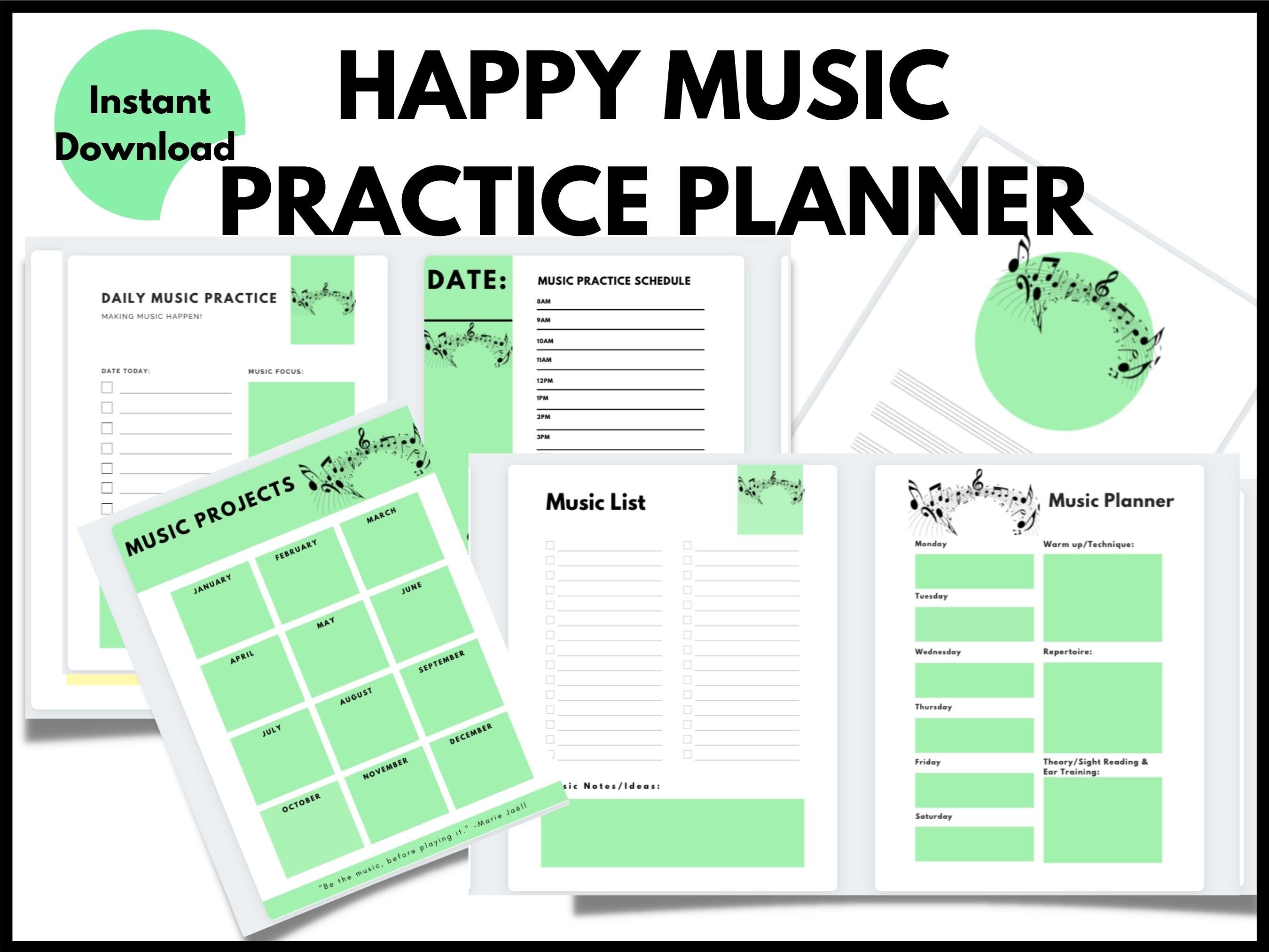 Happy Music Practice PlannerPractice GoalsMusic | Etsy