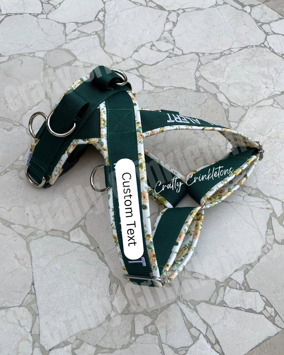 Custom Embroidered Floral FAUX LEATHER X-back Dog Harness // Custom X ...