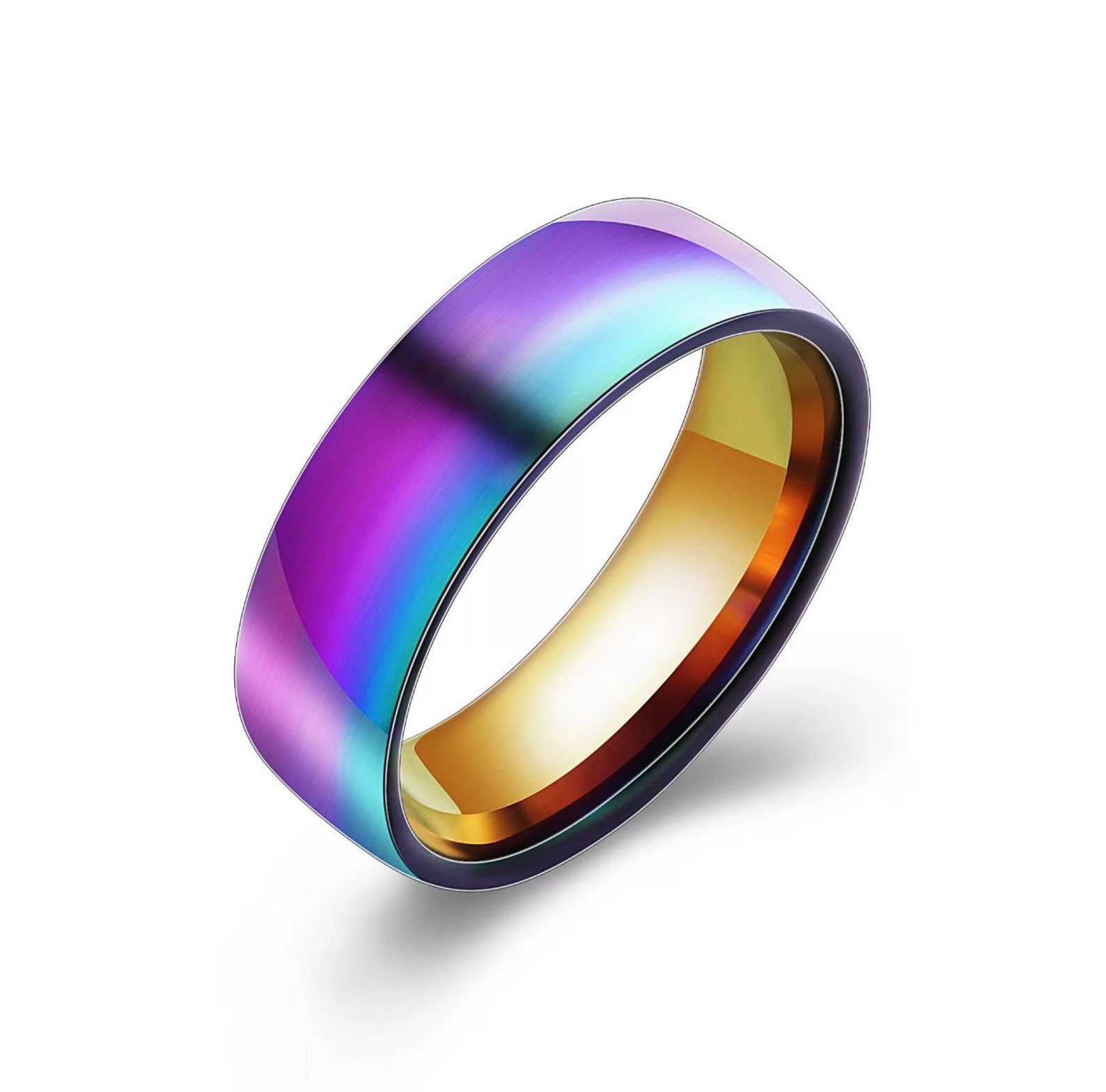 Stainless Steel Tungsten Carbide Rainbow Anodized Ring - Etsy