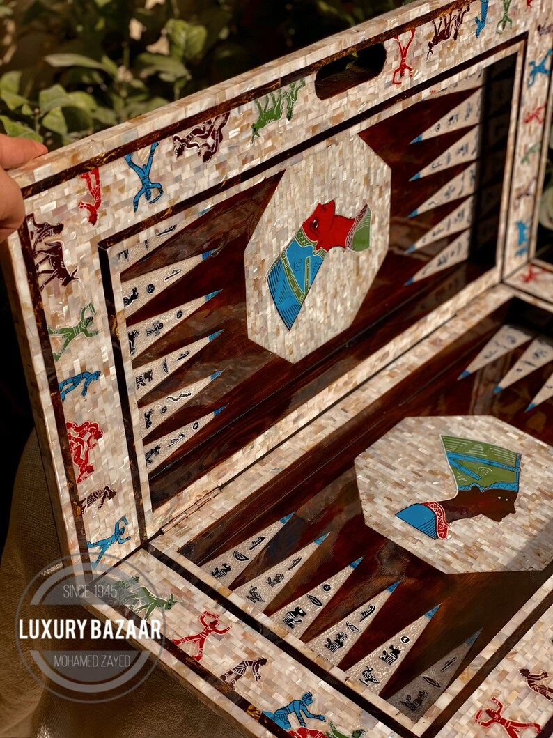 Bag Pharaohs Backgammon Inlaid Mother of Pearl 26 - Etsy