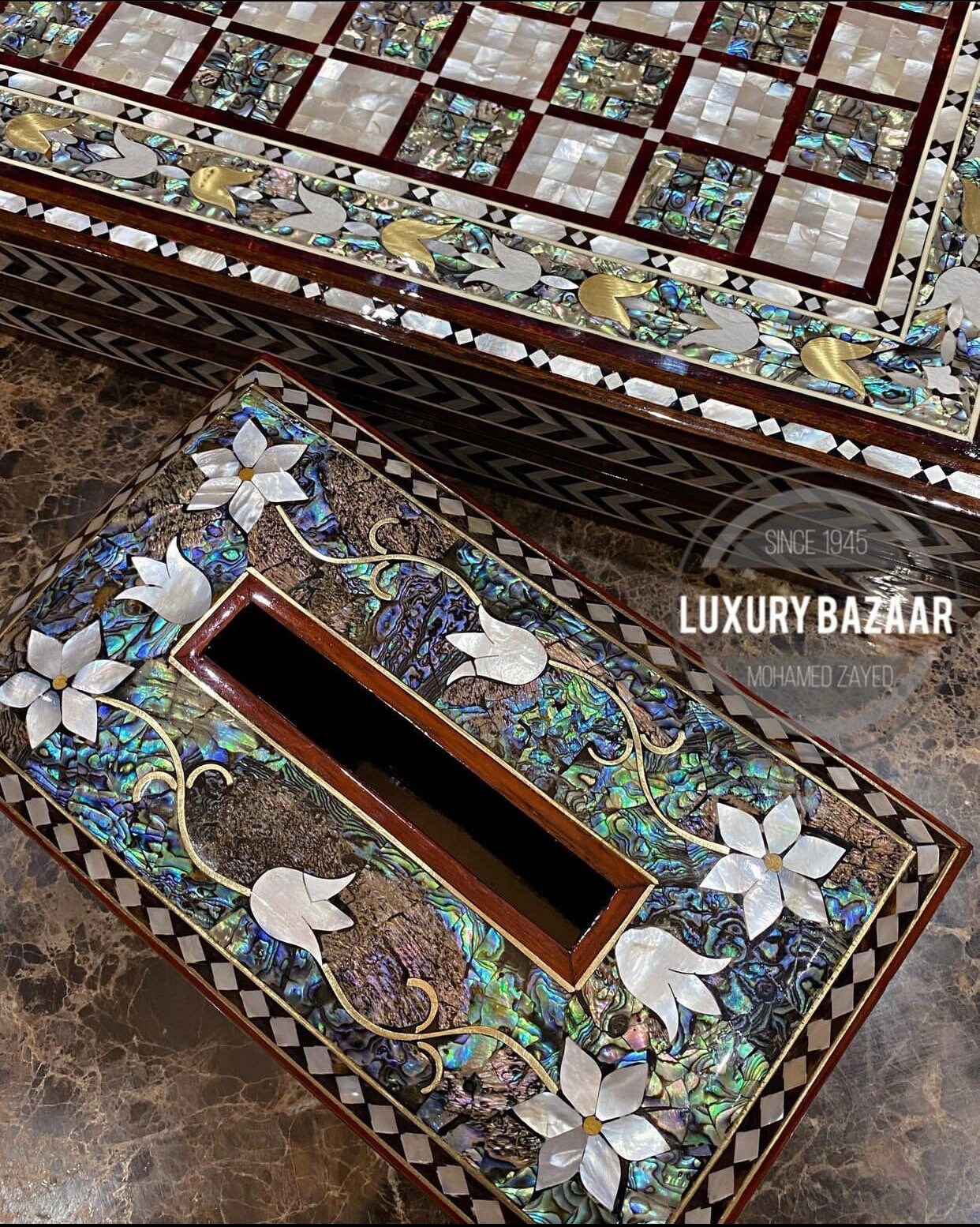 Wood Tissue Box Inlaid Mother of Pearl - Etsy