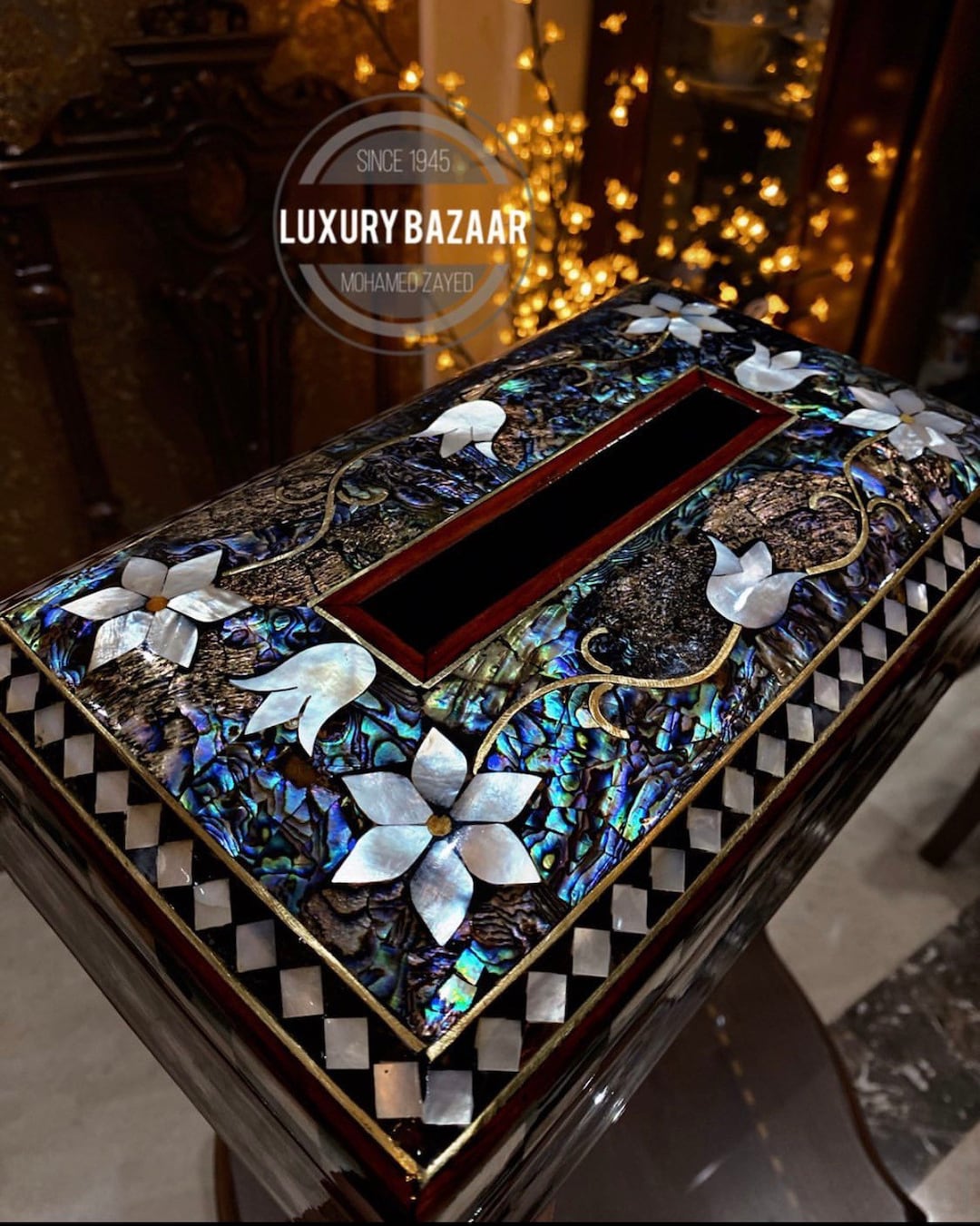 Wood Tissue Box Inlaid Mother of Pearl - Etsy