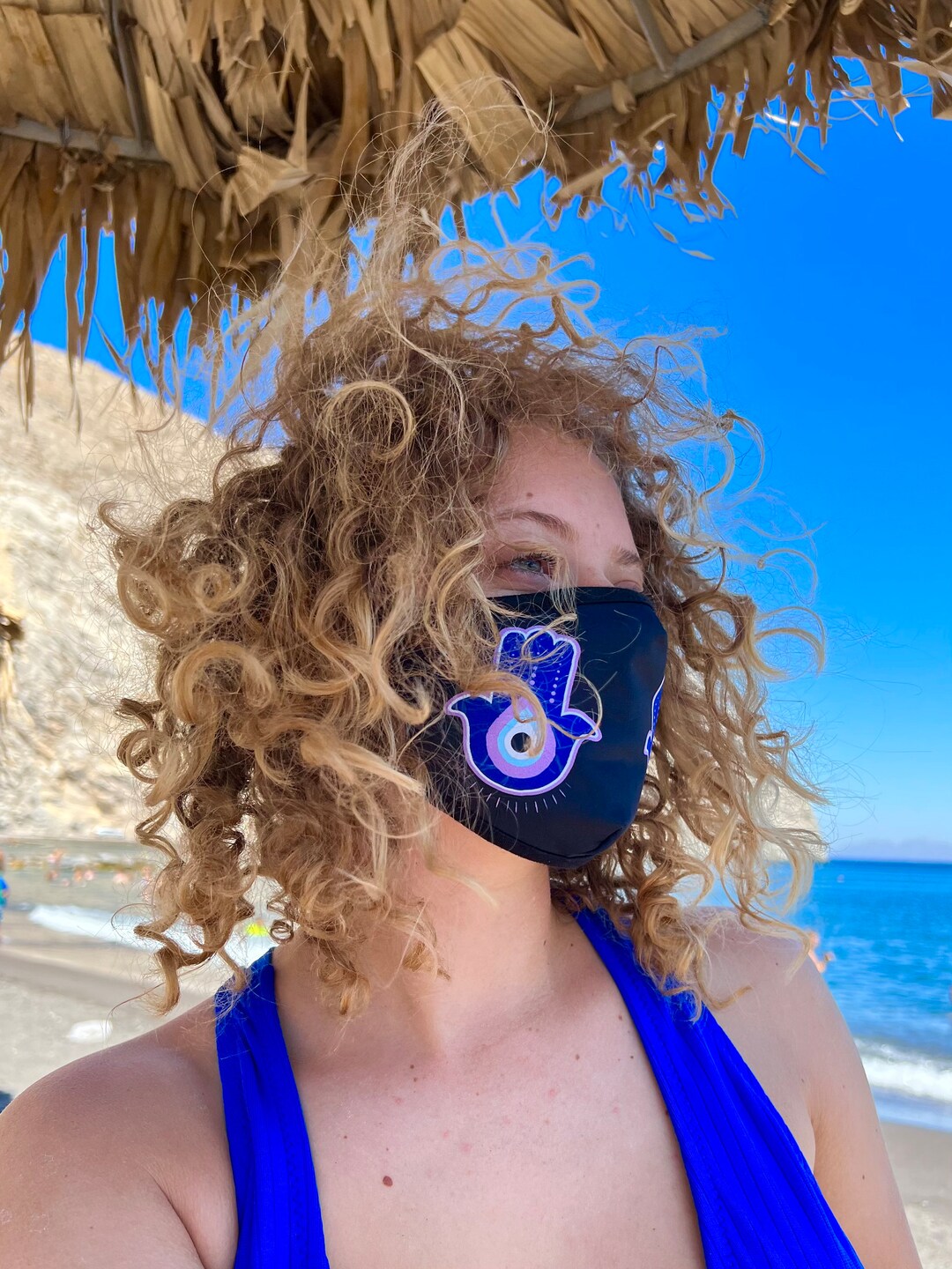 Hand of Hamsa Mask, Protection Mask, Evil Eye Mask, Hand of Fatima Mask ...