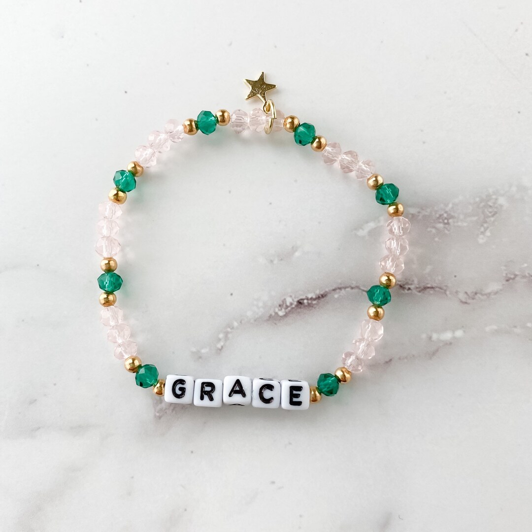 Beaded Letter Bead Bracelet Custom Word Name Bracelet Personalized ...