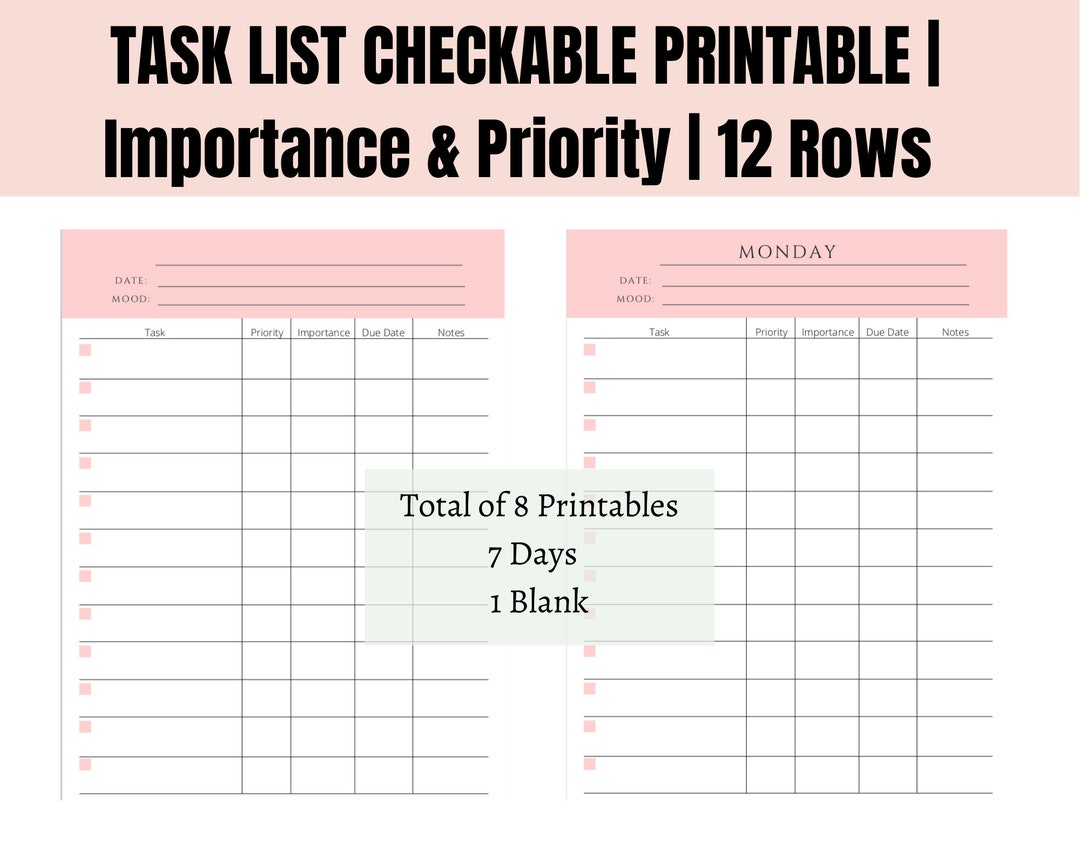 To Do Tasks List Printable | Daily | Weekly | Templates | Planner ...