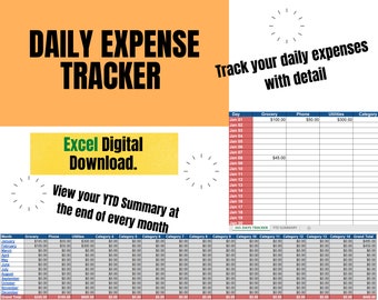 Daily Spending Tracker Excel - Etsy