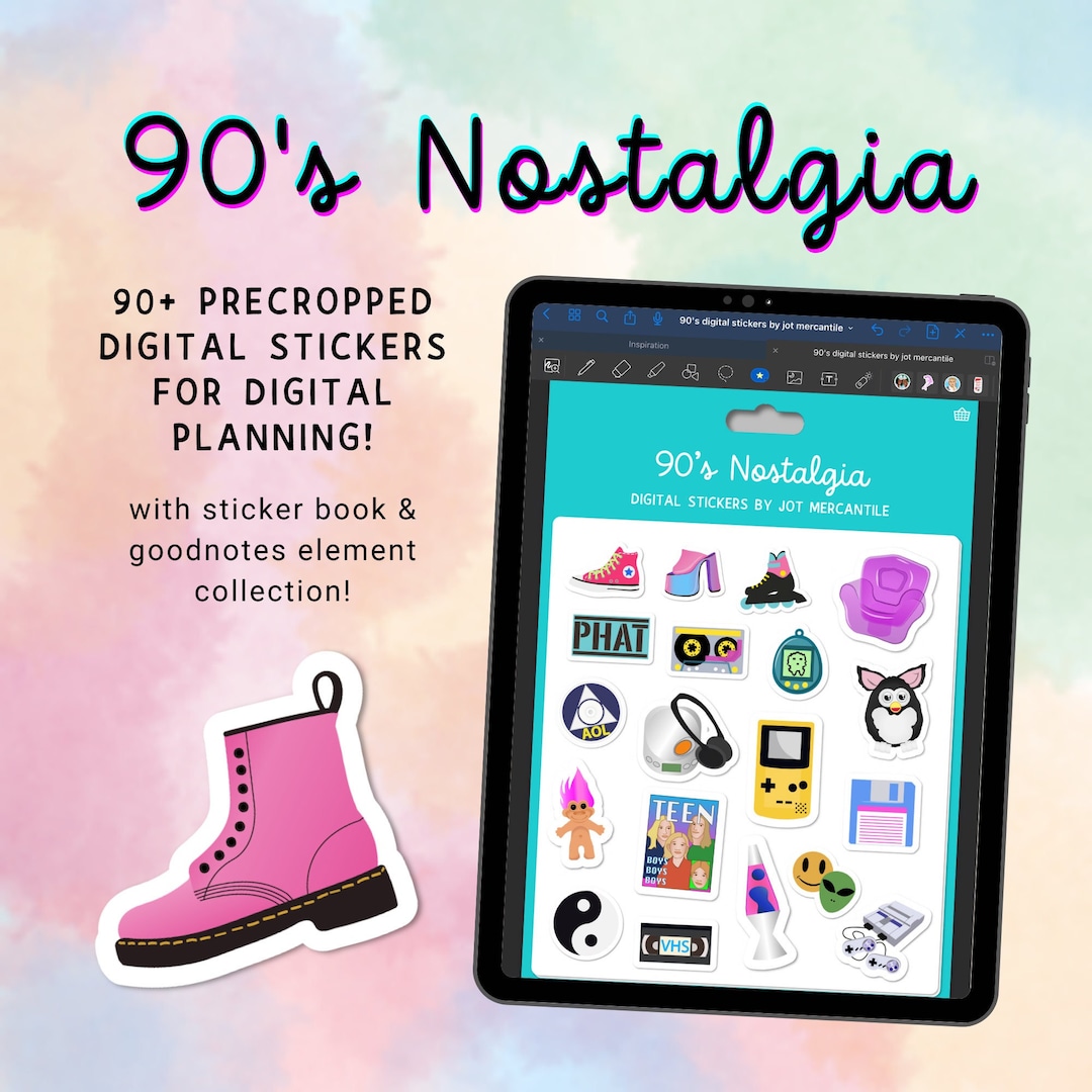 90s Nostalgia Digital Stickers, Retro Goodnotes Planner (digital ...