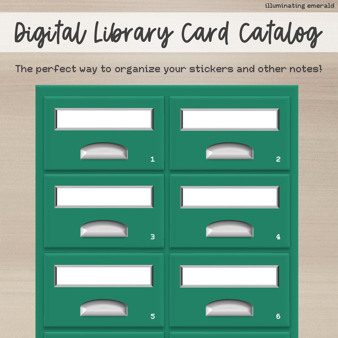 Emerald Digital Library Card Catalog, Goodnotes, Notability (PDF) - Etsy