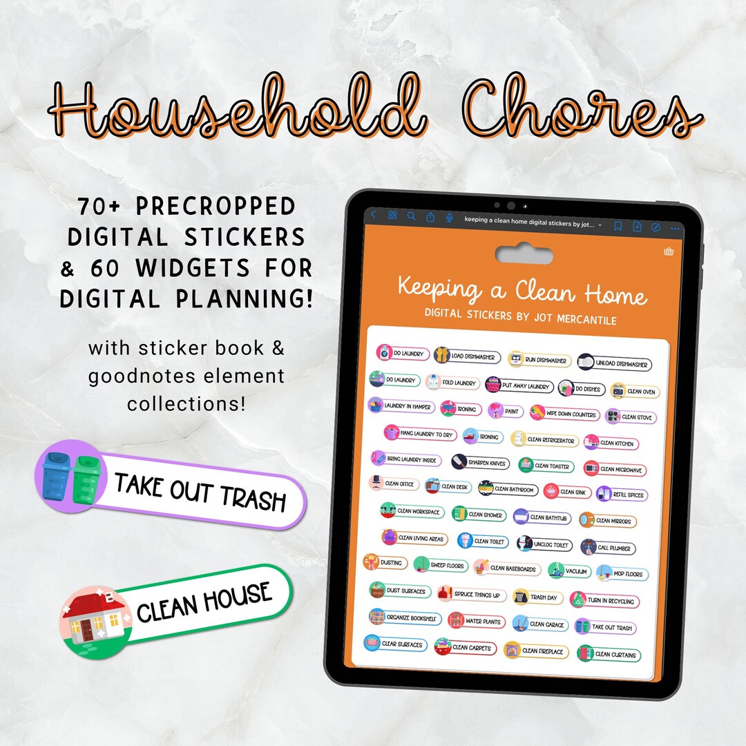 Digital Stickers, Goodnotes Chore Stickers, Notability Stickers ...