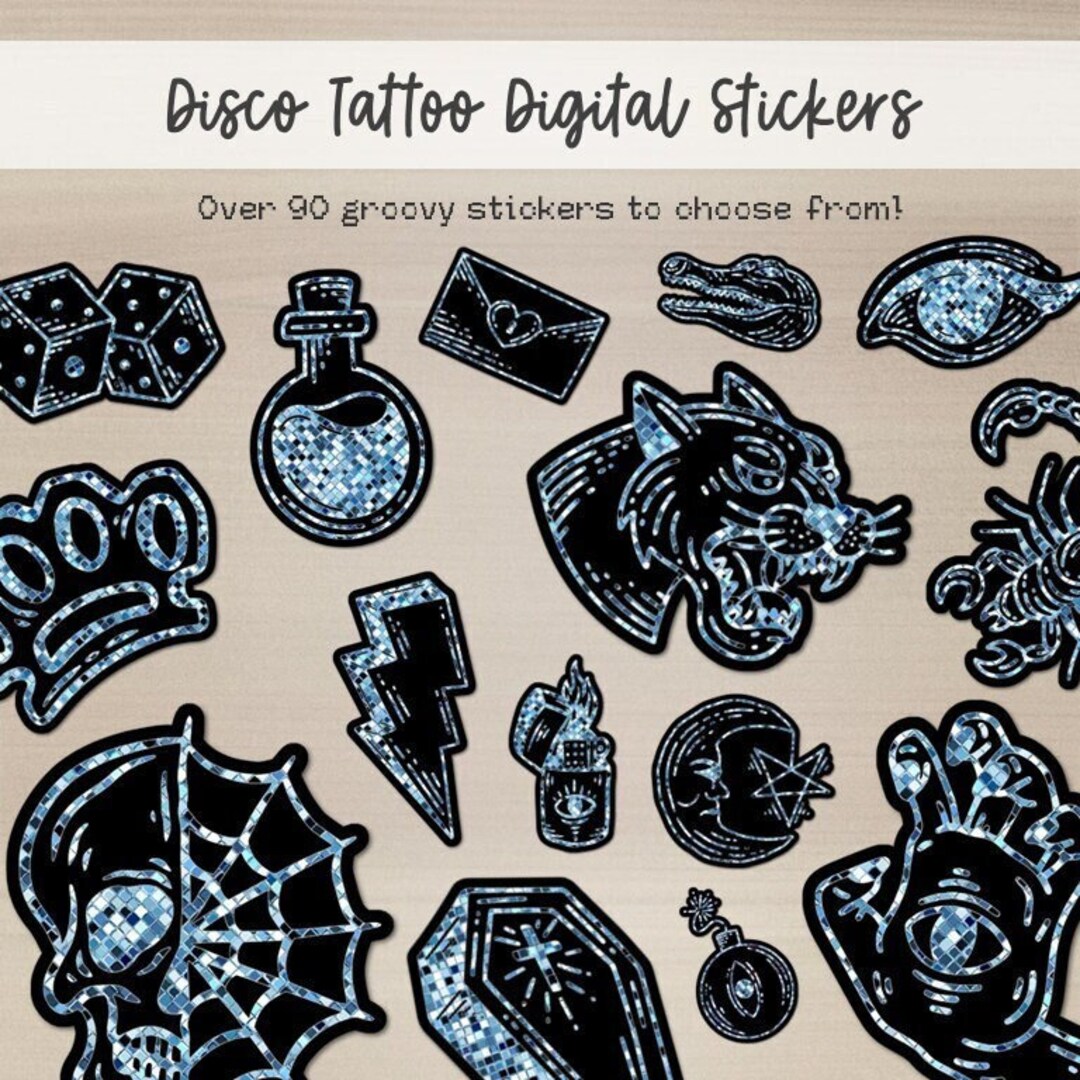 Disco Goth Tattoo Digital Stickers for Goodnotes - Etsy