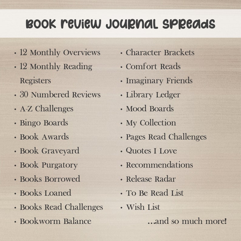 Book Review Journal, Printable Book Journal, Digital Book Journal ...
