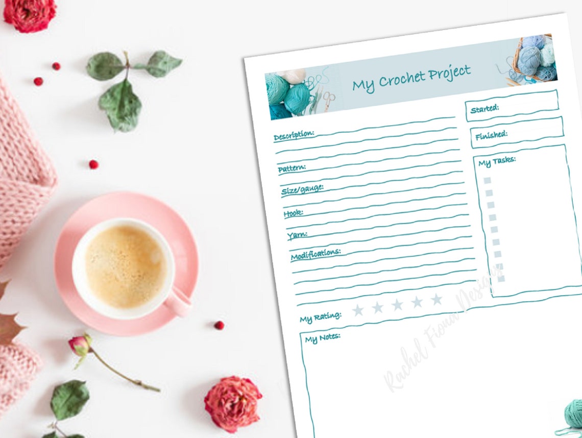 Printable Crochet Journal Project Page and Notes Pages. | Etsy