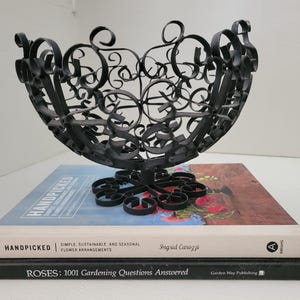 Vintage Wrought Iron Scroll Work Pedestal Bowl MCM - Etsy