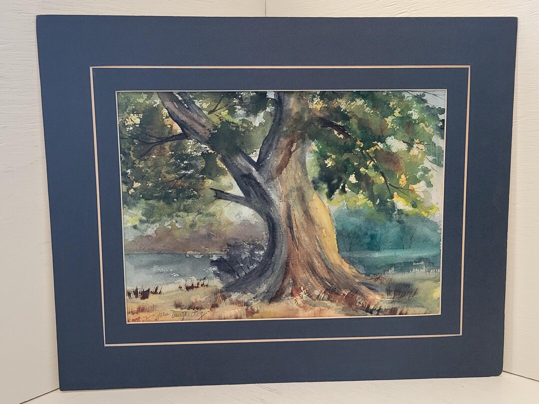 Original Watercolor Painting Landscape Tree Moody Artist Signed - Etsy