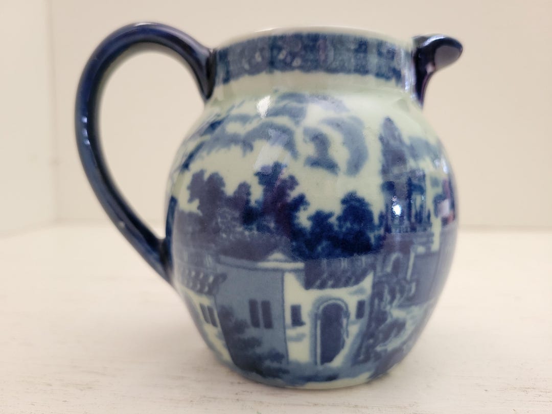 Vintage Flow Blue Victoria Ware Ironstone Pitcher Jug Old World ...
