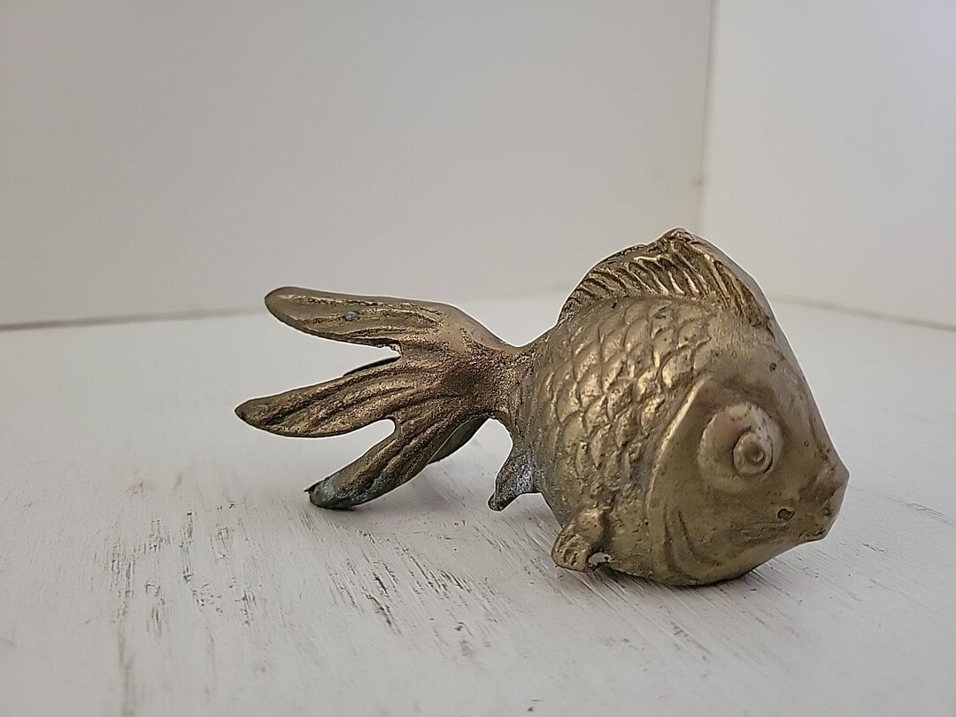 Vintage Brass Koi Goldfish Figure Paperweight - Etsy