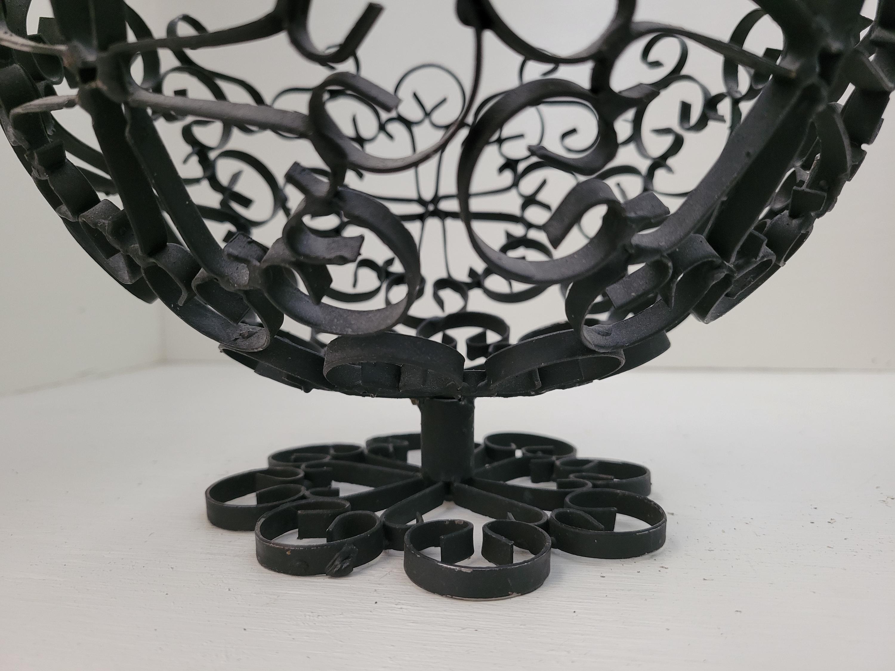 Vintage Wrought Iron Scroll Work Pedestal Bowl MCM - Etsy