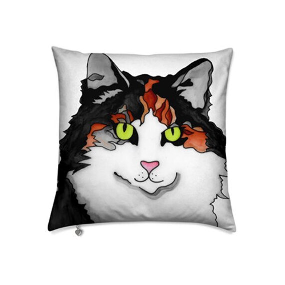 Custom cat pillow with personalization. Calico cat pillow with | Etsy